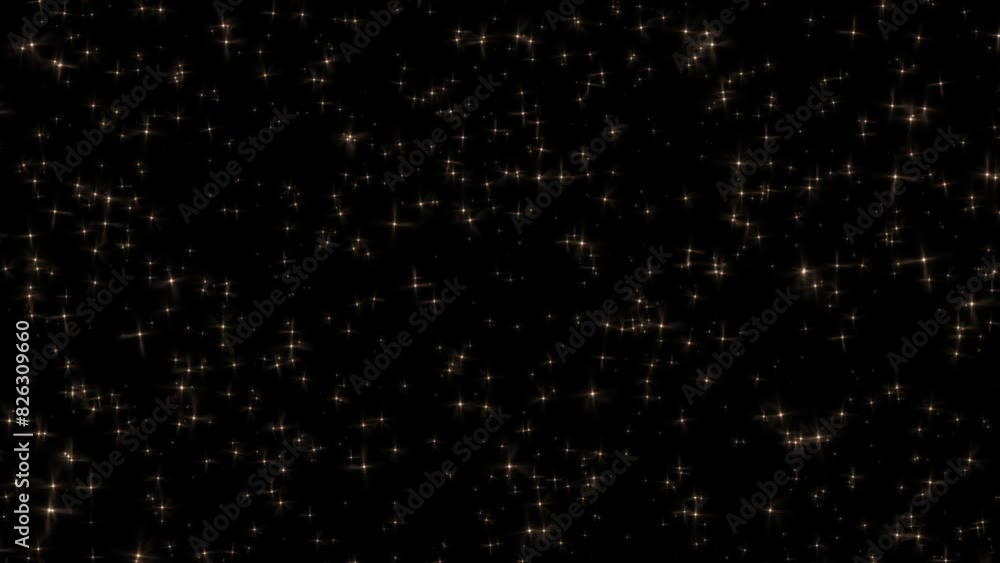 Loop falling gold particles animation motion on black abstract Background. Gold stars particle ...