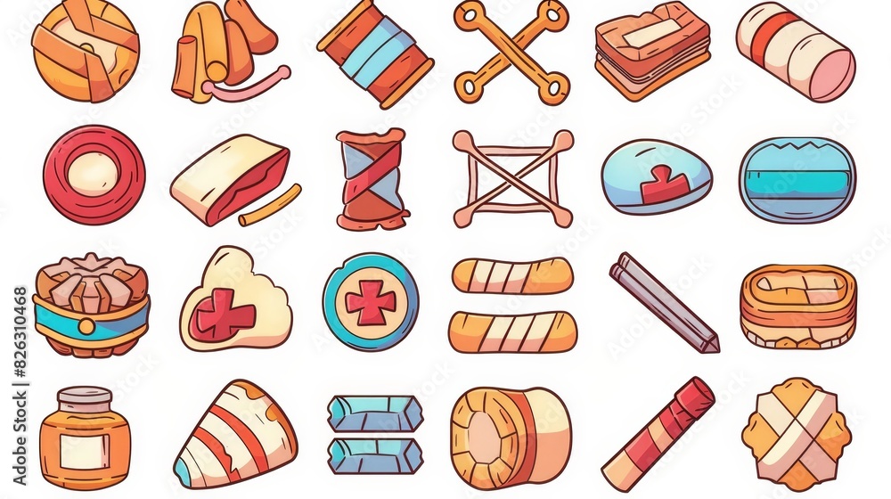 Icons collection of bandage modern cartoons. In this collection of ...