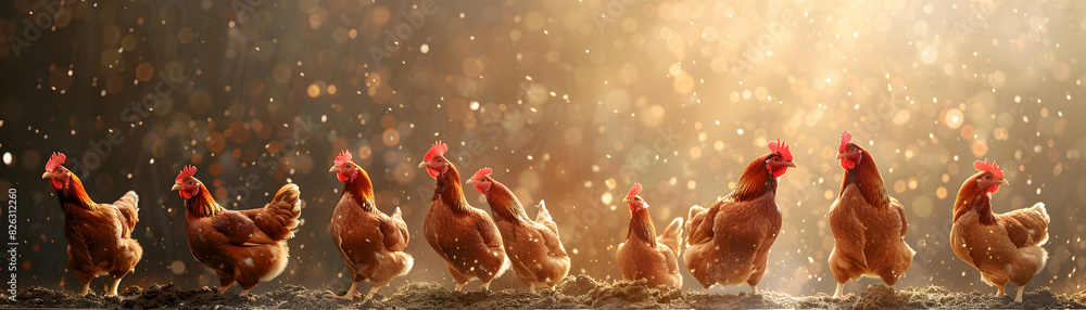 High resolution image of organic free range chickens with a glossy ...