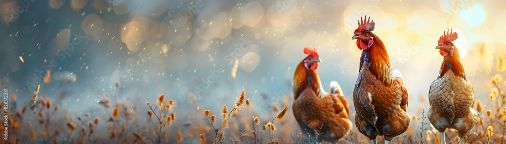 High resolution image of organic free range chickens with a glossy ...