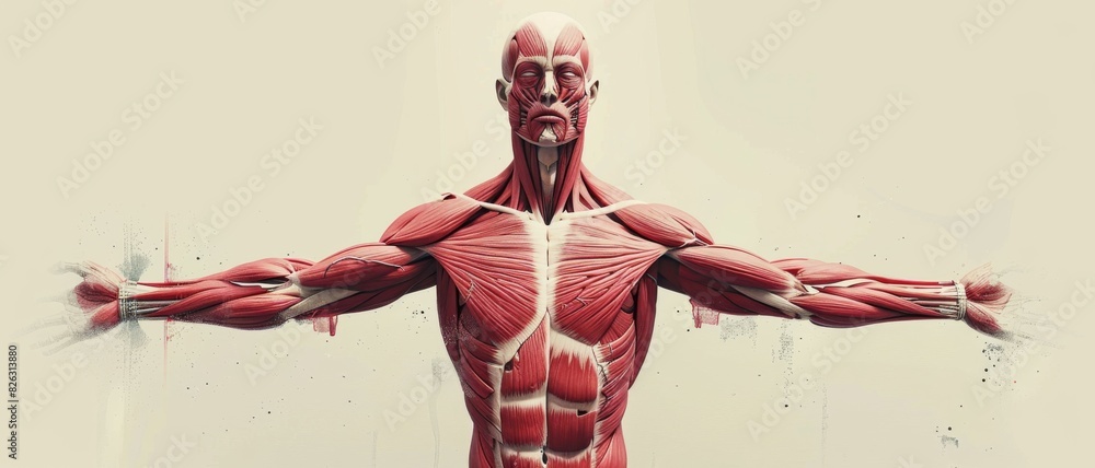 Detailed anatomical illustration of the human muscular system ...