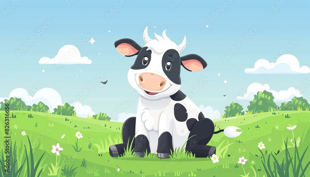 Easily download a cartoon cow illustration in 2D format perfect for ...