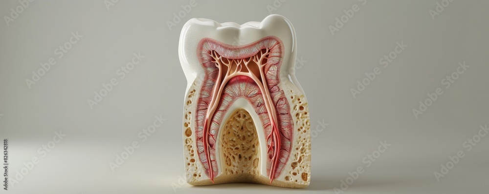 inner workings of a human tooth through this 3D rendering, designed for ...