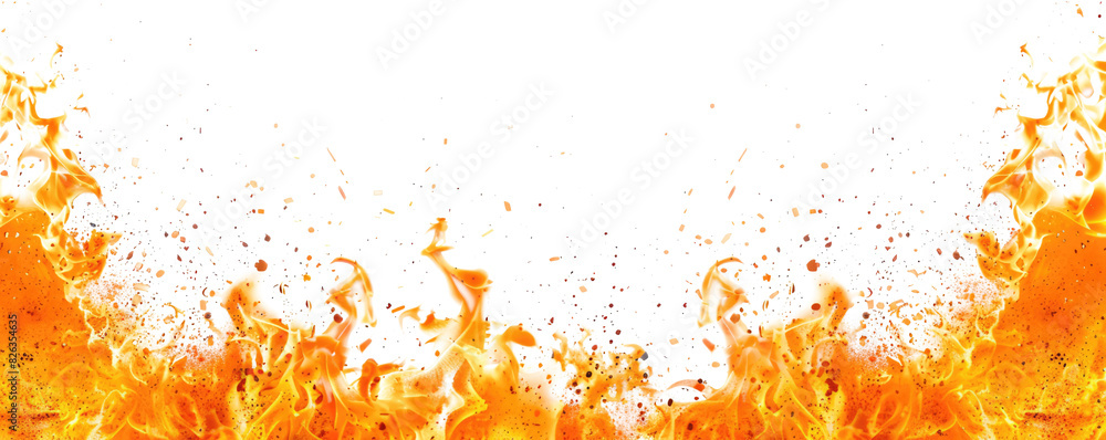 orange hot fire frame border isolated on white or transparent png Stock ...
