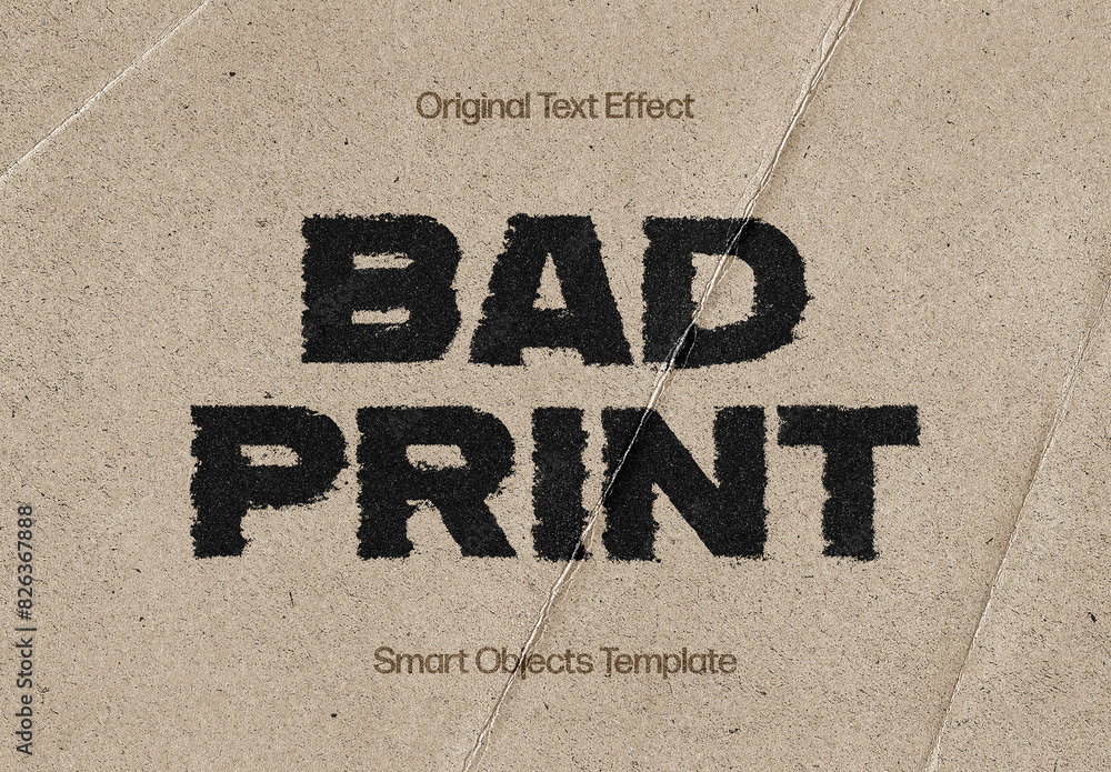 Bad Distressed Print Text Effect Mockup Stock Template | Adobe Stock