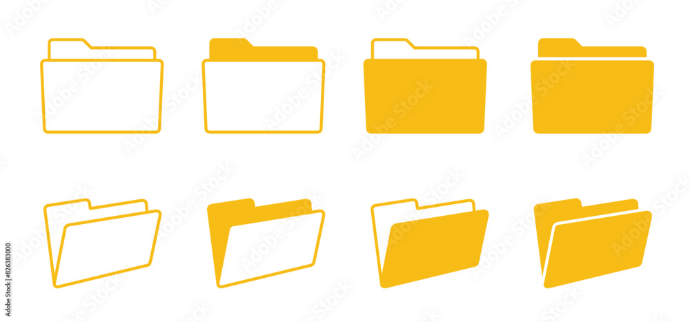 Yellow file management concept. Computer files directory, line pattern ...