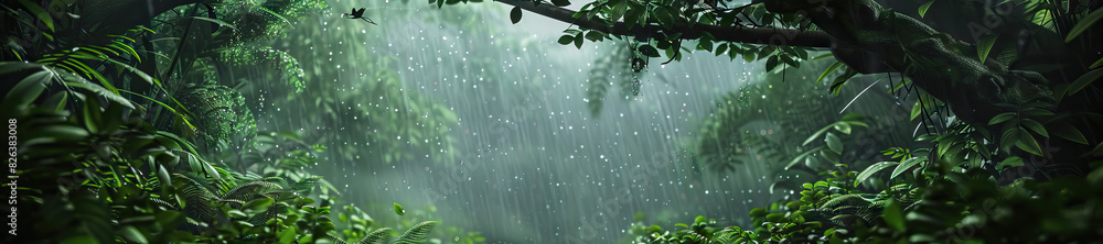 Monsoon Forest: A lush monsoon forest scene with dense foliage ...