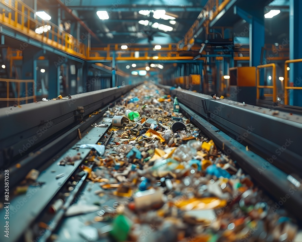 Industrial Recycling Facility Sorting and Processing Materials for ...