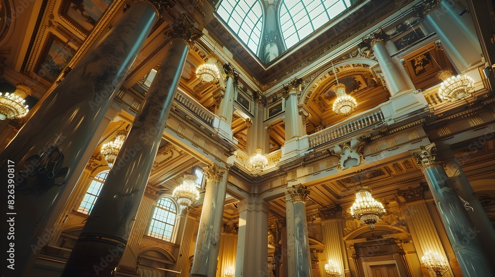 Magnificent Baroque Opera House Interior with Classic Columns and ...