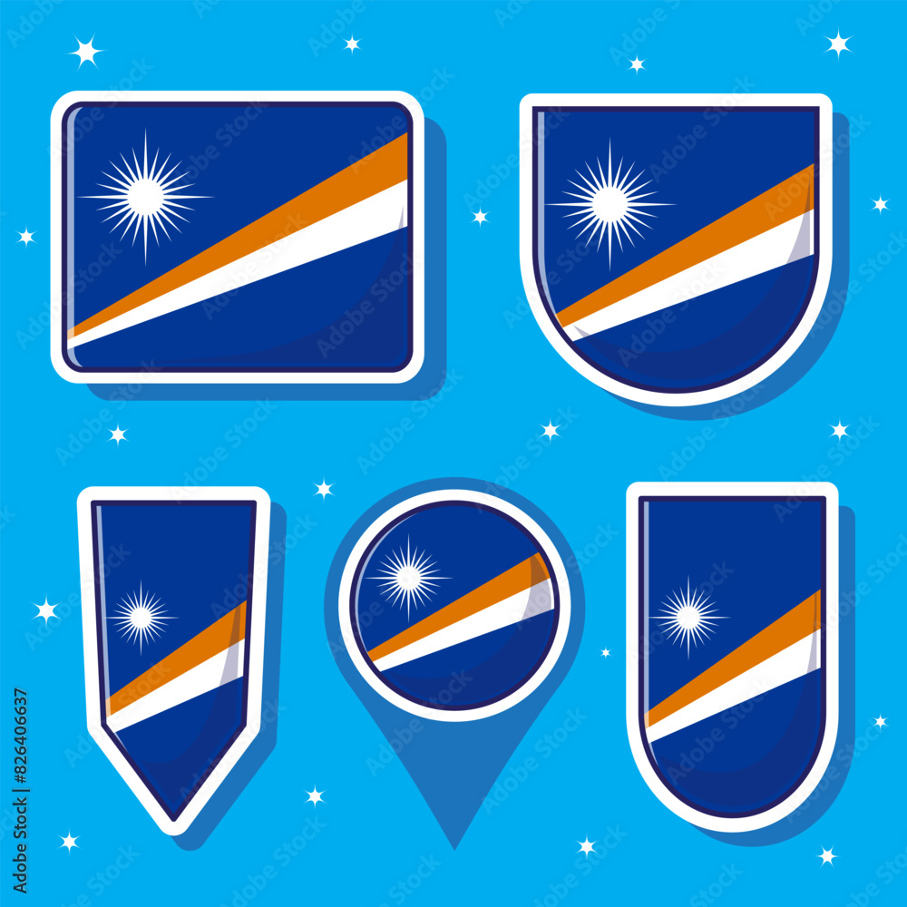 Official country signs of Mashall Island, countries flag banners ...