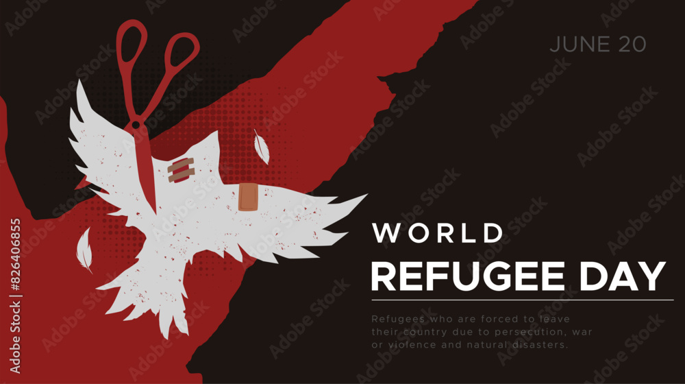 World Refugee Day, June. design concept of refugees migrating due to ...