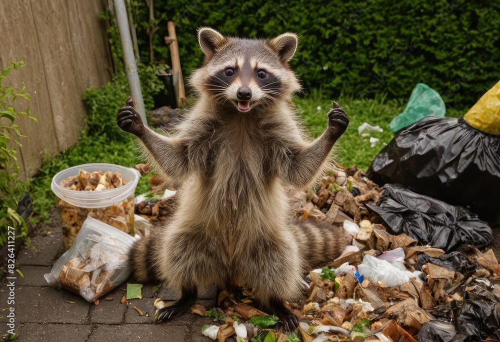 Thumbs Up from a Happy Raccoon in a Hoarder's Paradise Stock Photo ...