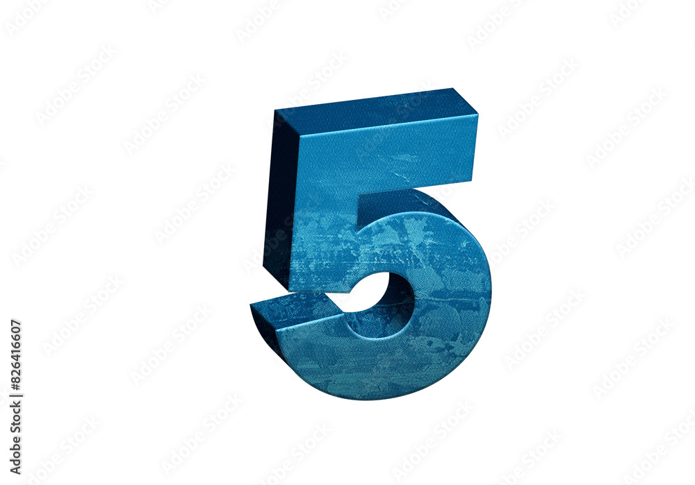 Number Five 3D text in Blue Color And Blue Lines, number 5 Blue color ...