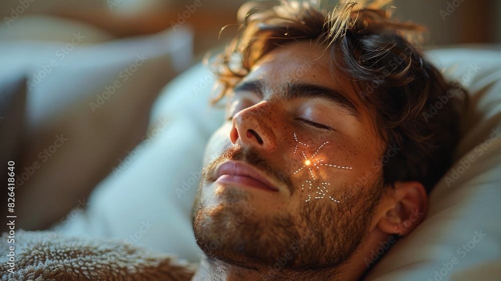 Dozing on the back of the bed snores and has difficulties sleeping ...