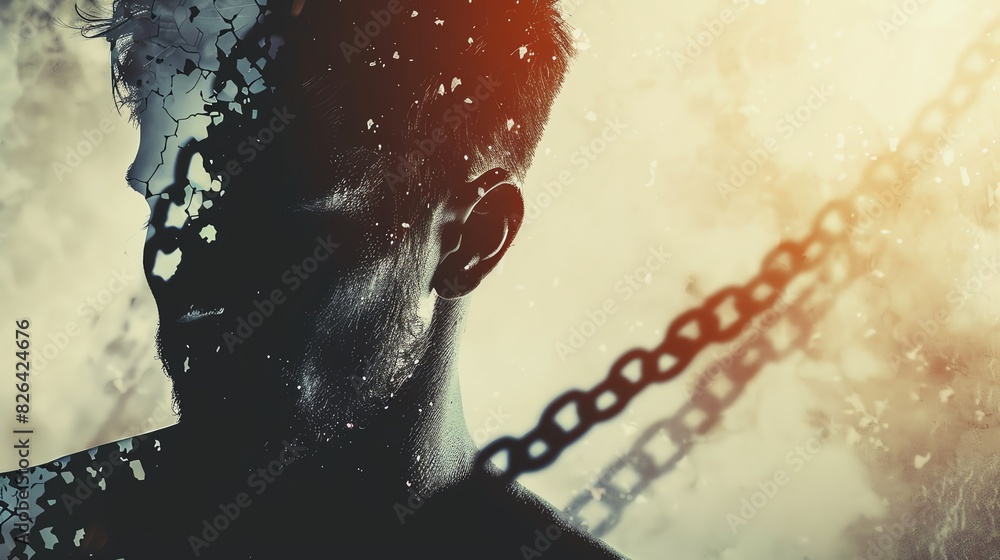 Stop drug abuse campaign poster close up, focus on, copy space striking ...