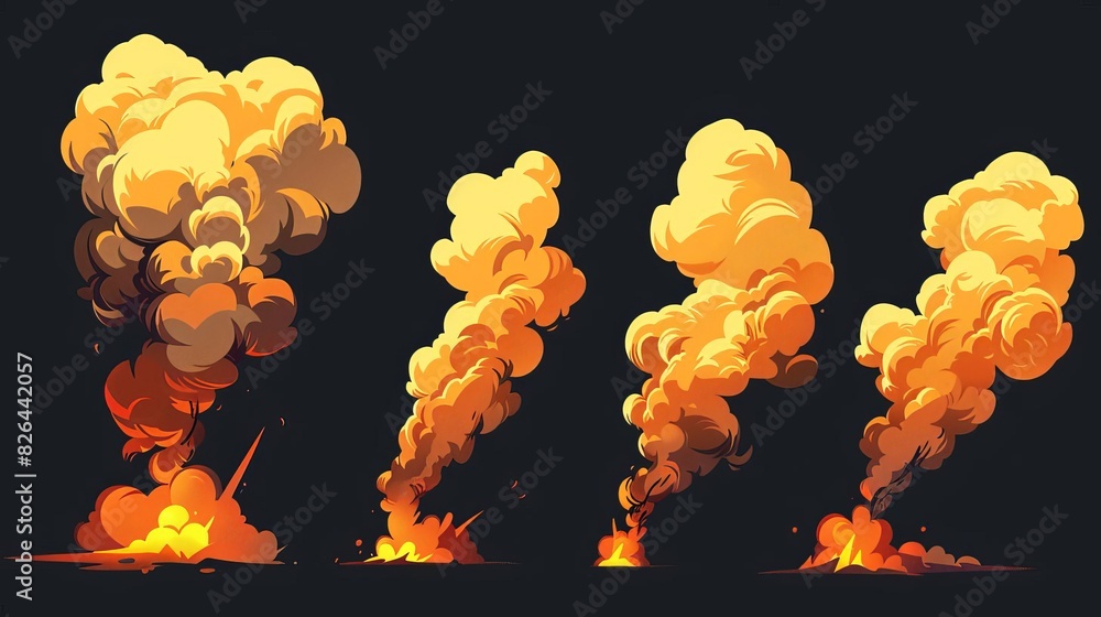 cartoon smoke animation animated exhaust gas sprite frame sheet digital ...