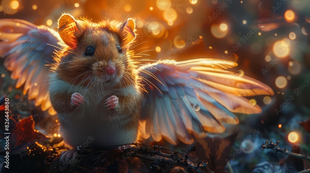 cute hamster angel in animal heaven pet afterlife oil painting ...