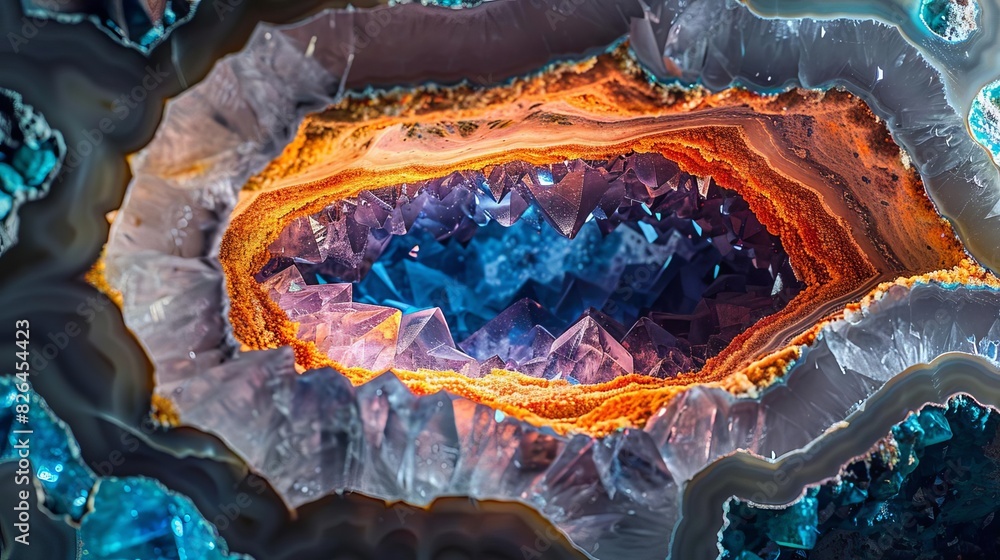 natures treasure mesmerizing interior of a colorful geode crystal ...