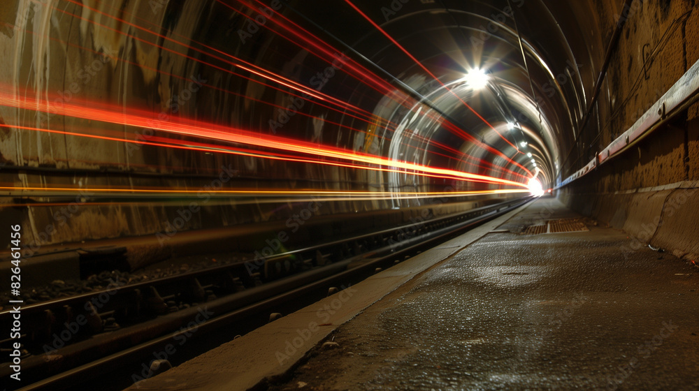 high speed light trails in tunnel, modern background, wallpaper Stock ...