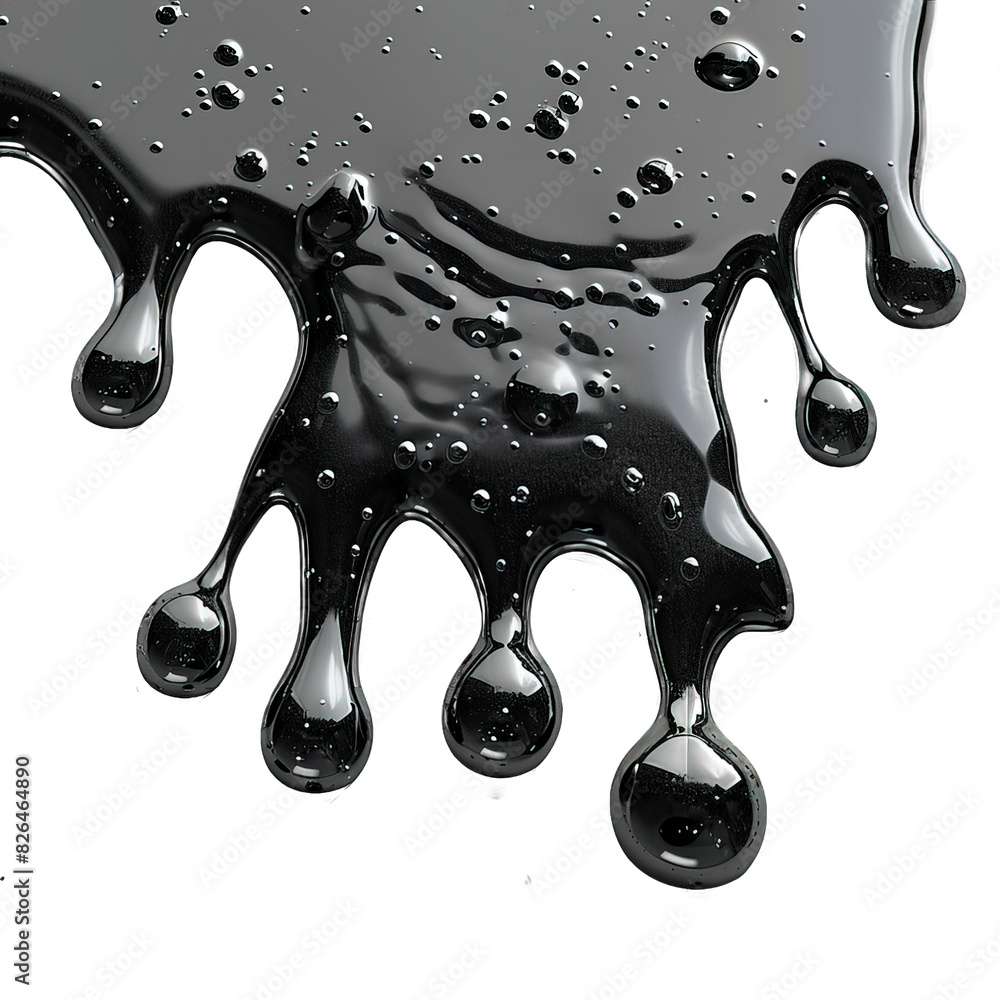 black ink dripping down isolated on transparent background ,generative ...