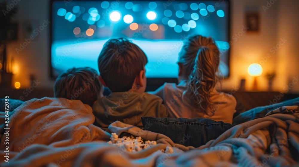 Family Movie Night: Capture a cozy family movie night at home with ...