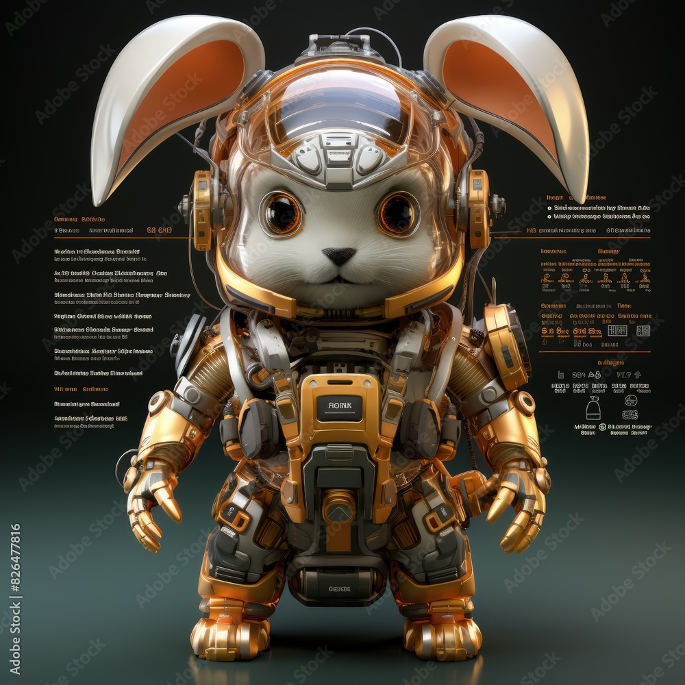 cute adorable Rabbit chibi Exosuit + : display case of knolling item ...