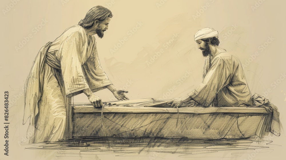 Biblical Illustration of Jesus Healing Ten Lepers, Only One Returns to ...