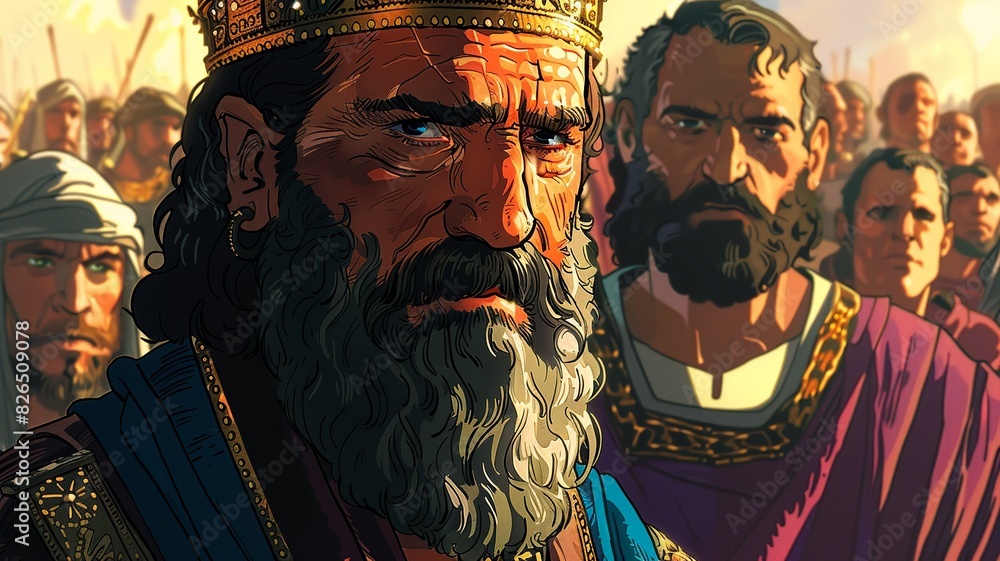 Delve into the vibrant cartoon scene depicting King Solomon's quest for ...