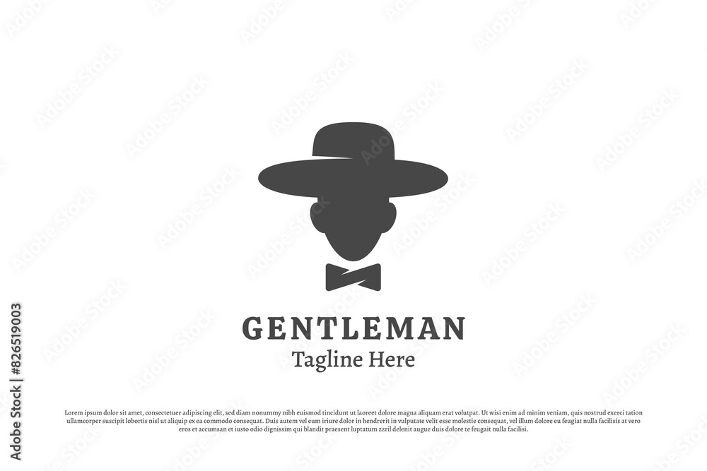 Gentleman silhouette logo design illustration. Shadow of people person ...