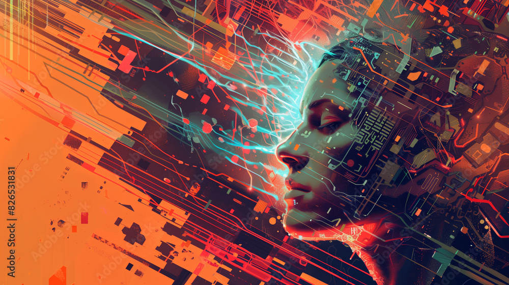 Installing Neuralink brain chip implant to human head. Futuristic high ...