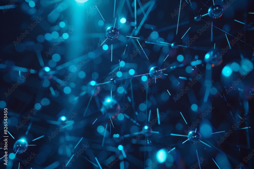 Abstract blue science background with interconnected nodes and lines, representing data ...
