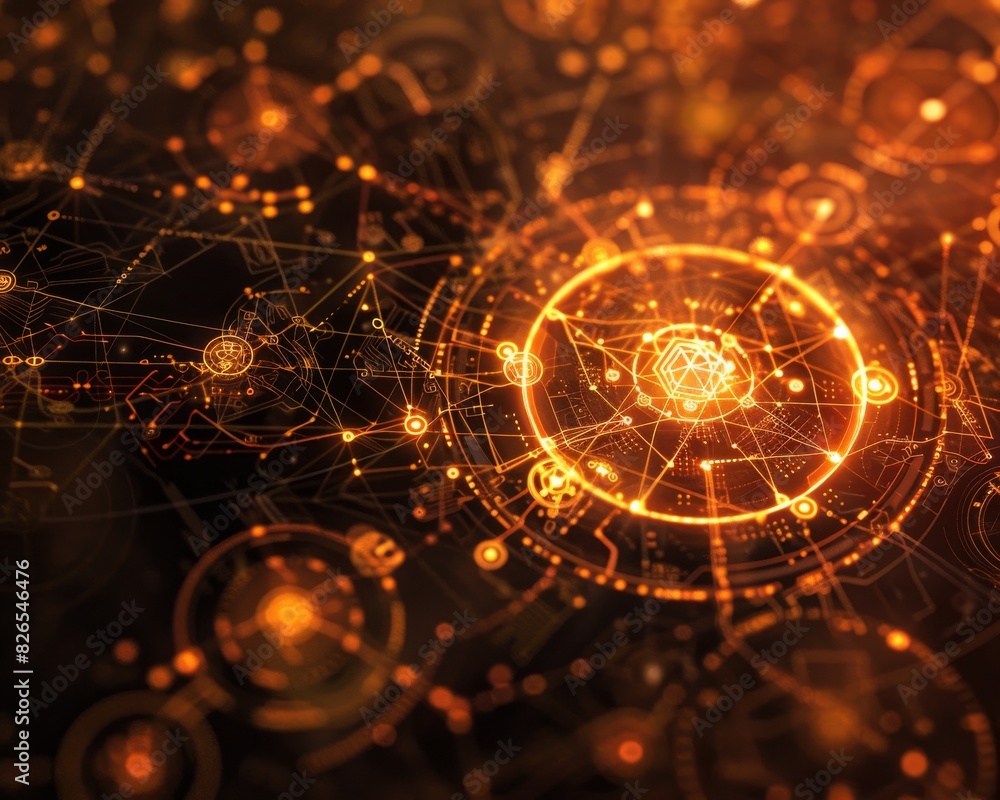 Quantum Web Quantum computing symbols connecting different regions ...