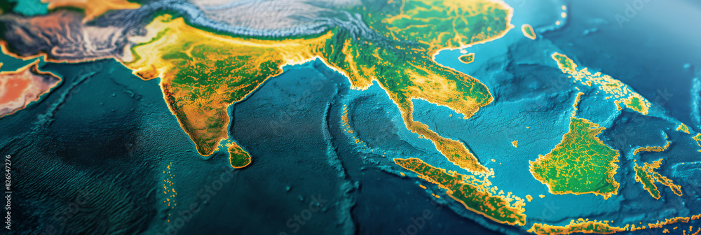 Foto de Highly detailed 3D relief map highlighting Southeast Asia ...