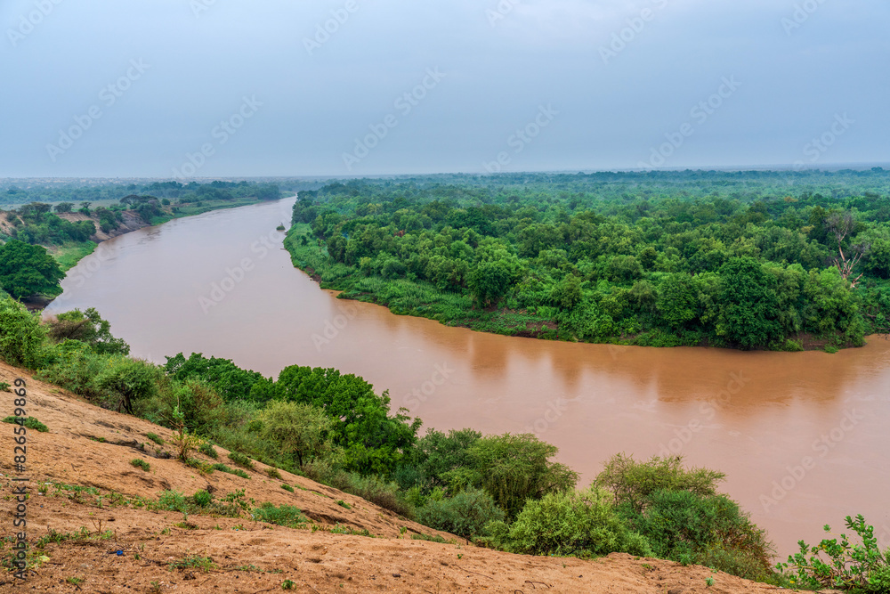 Ethiopia, the Omo River at the Omo Valey in South Ethiopia. Stock Photo ...