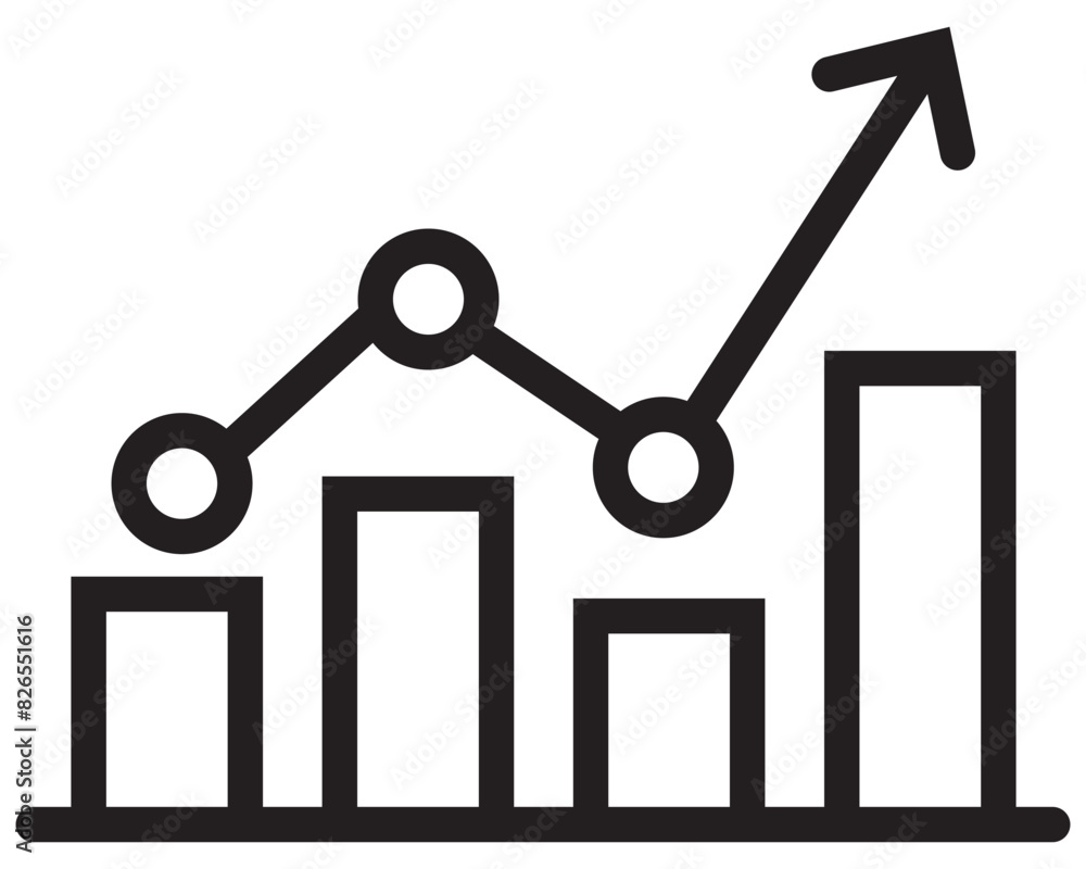 Business growth line icon with bar graph. Profit growing icon. Bar ... Business growth line icon with bar graph. Profit growing icon. Bar ...
