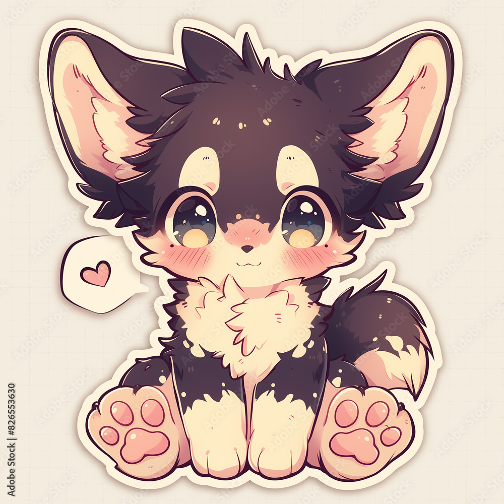 husky dog breed black and white cute kawaii clipart white background ...