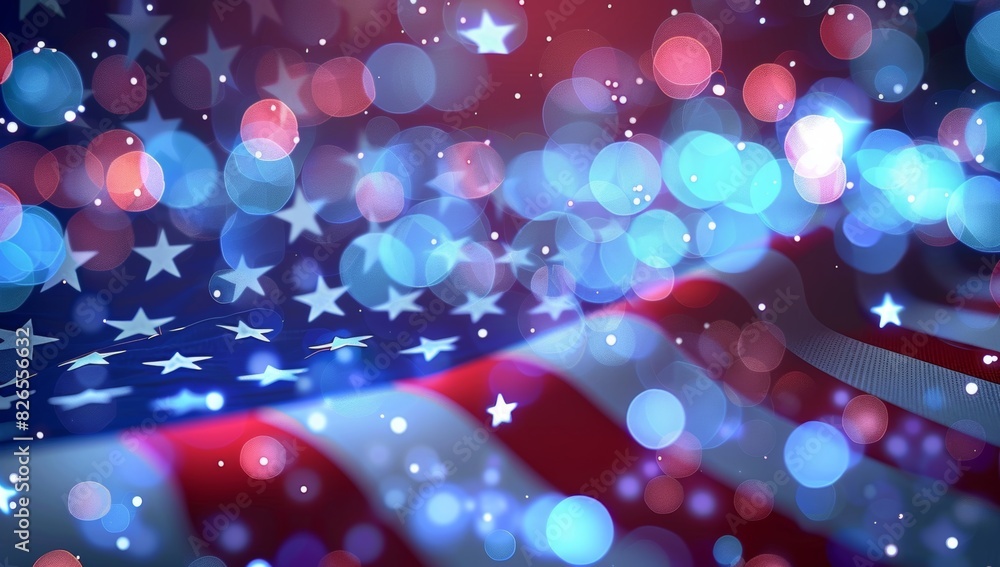 american flag background, with white stars and stripes, with blue bokeh ...