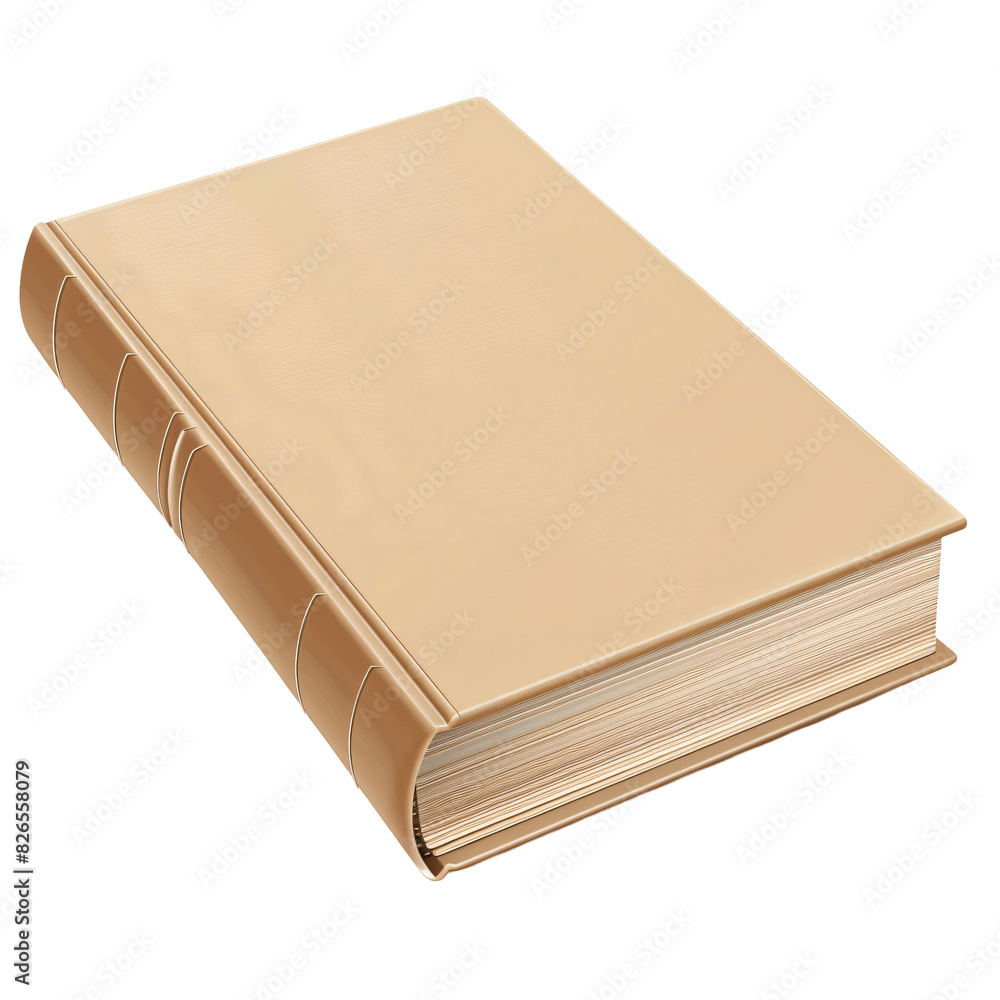 Closed rectangular book die cut PNG style isolated on white and ...