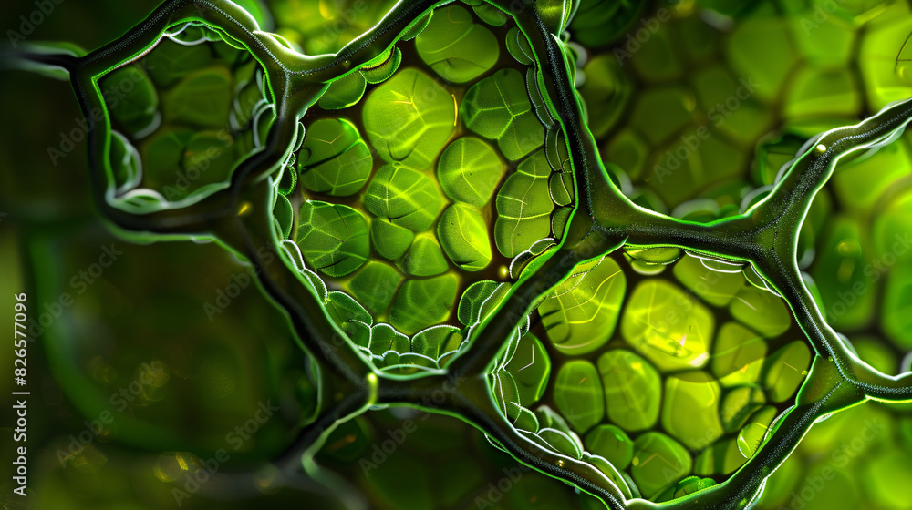 Detailed image of chloroplasts within plant cells, highlighting the ...