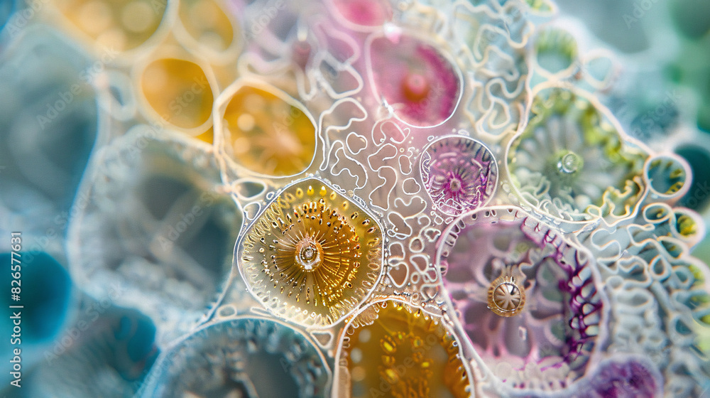 Composite image showing different types of plant cells (epidermal ...