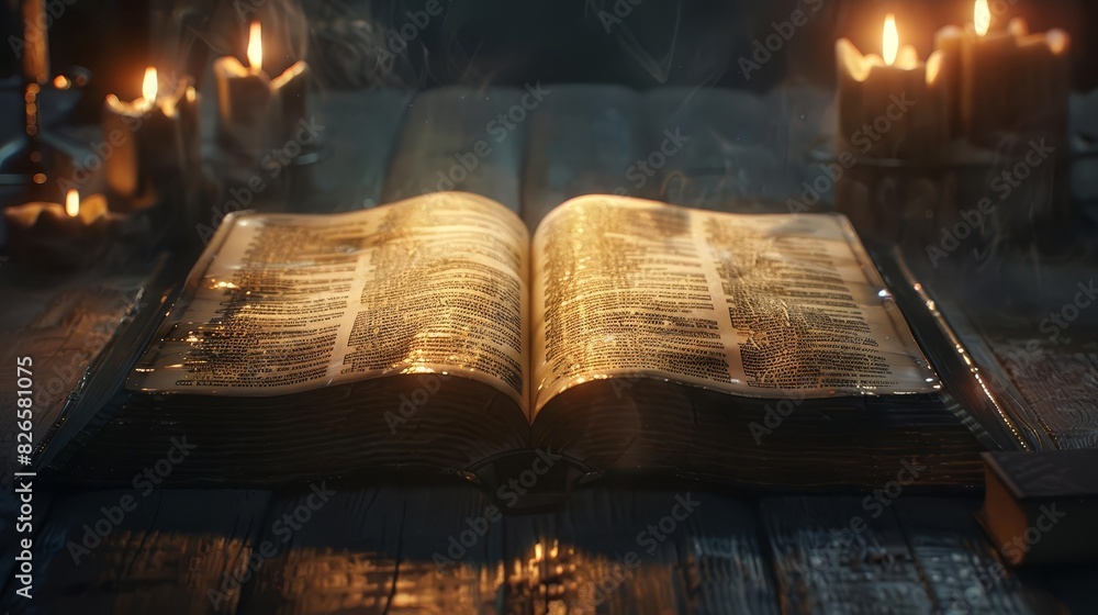 cinematic reveal of the book of judges in an open bible digital ...