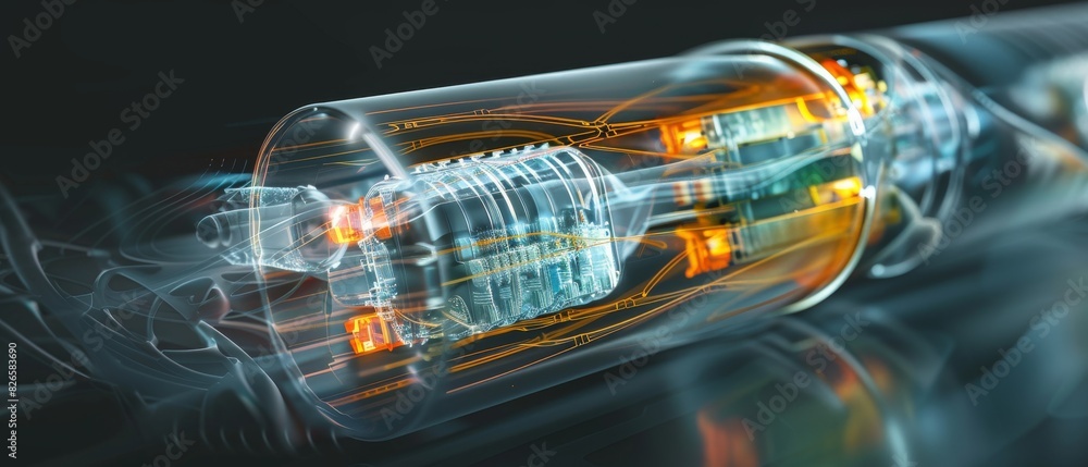 Depict a cross-section of a high-tech lithium-ion battery cell Stock ...