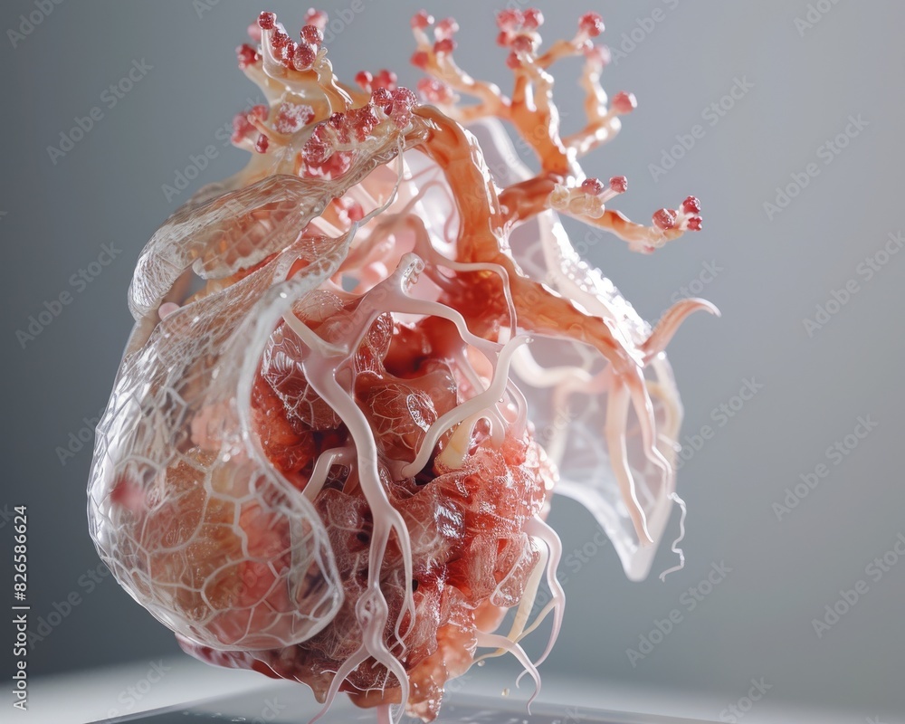 Craft a dynamic 3D visualization of a cutting-edge bioprinted organ ...