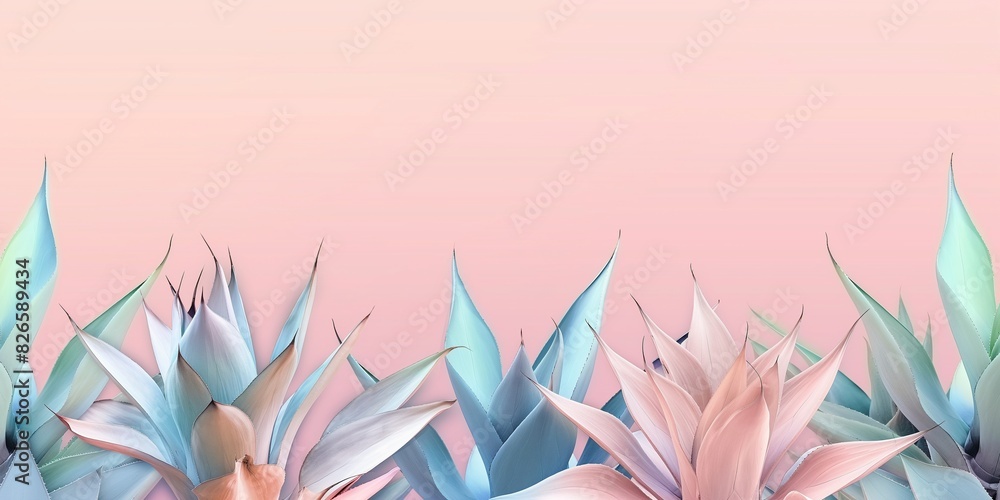 Fox Tail Agave Plant in Blue Tone Color Isolated on Bright Pink ...