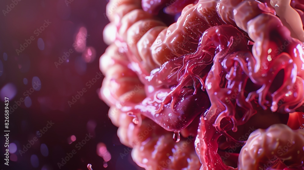 An alien brain. It is a pulsating, fleshy mass with a complex network ...