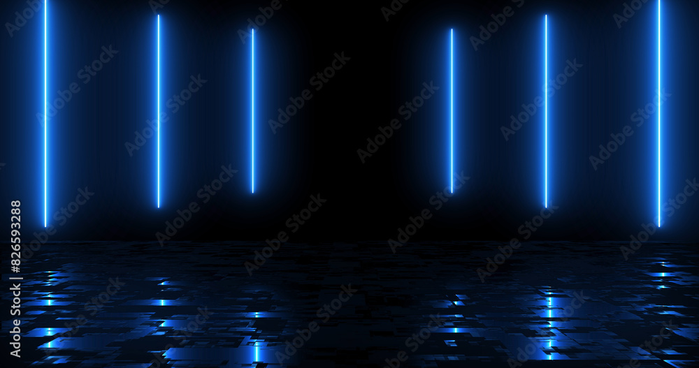 Simple in-and-out neon glowing line. Techno night club sparky spectrum ...