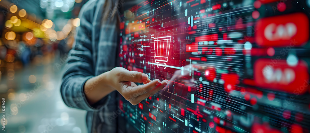 Dynamic E-Commerce and Digital Marketing Colorful Shopping Cart Icons ...