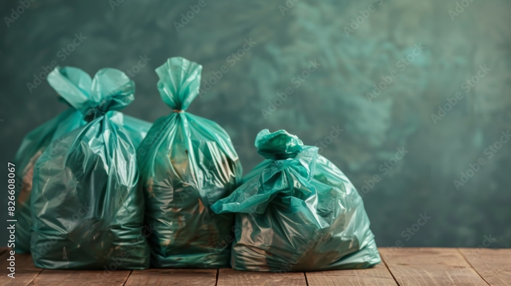 Eco-consciousness: 4K HD Wallpaper of Green Plastic Bags with Trash on ...