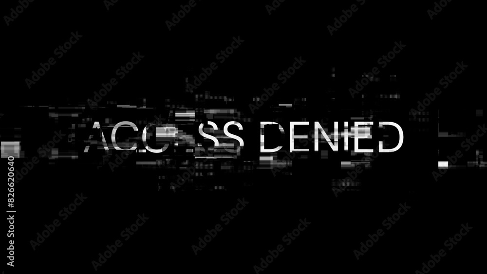 3D rendering access denied text with screen effects of technological ...