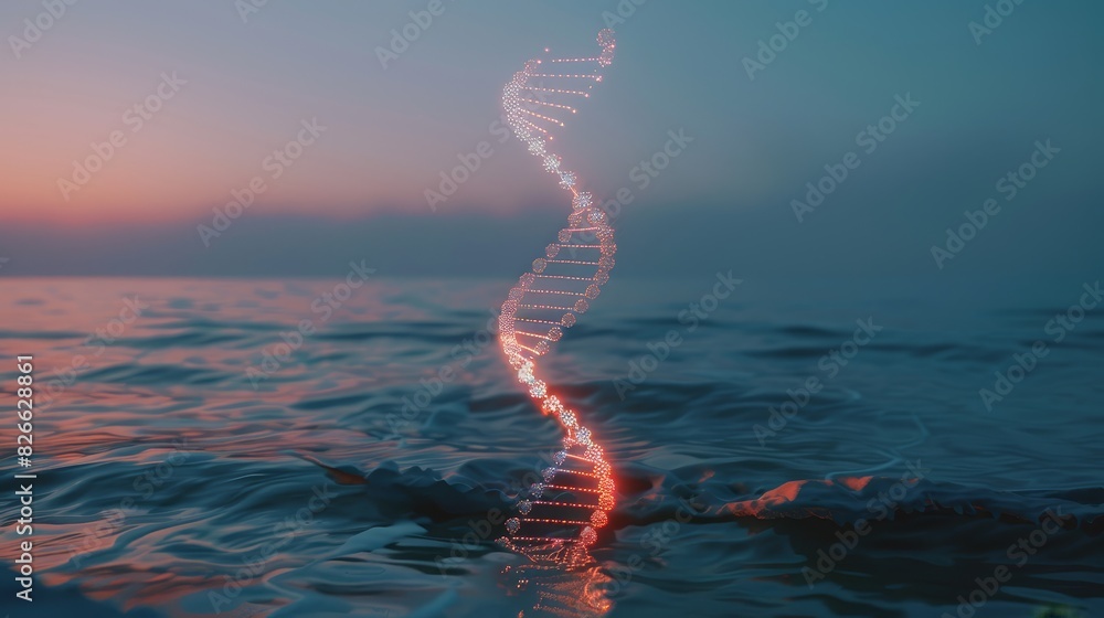 3D render flat design of a DNA spiral in the context of a cancer ...